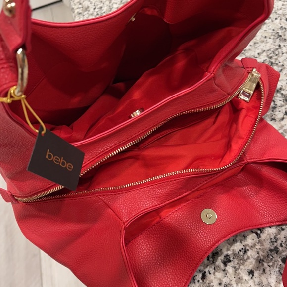 bebe | Bags | New Bebe Red Leather Purse With Gold Grommets | Poshmark